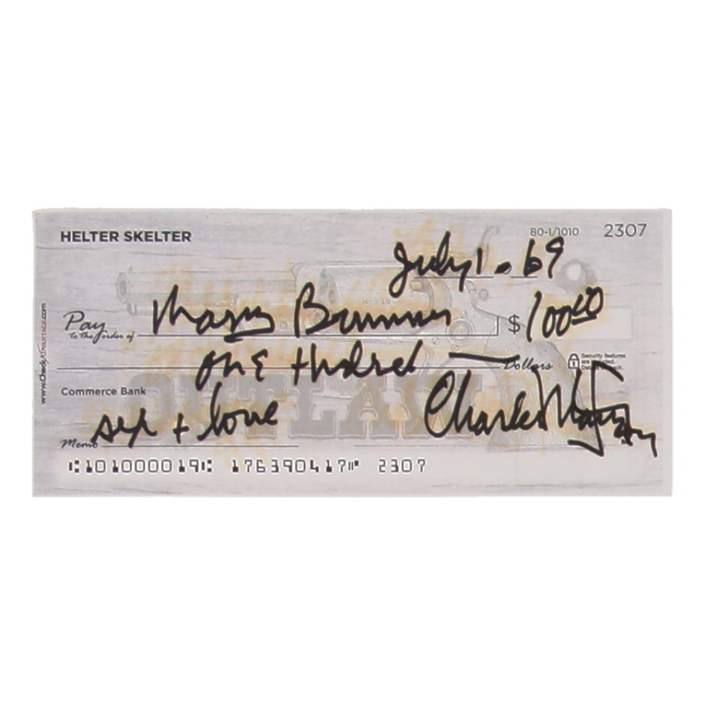 Charles Manson Signed 1969 Personal Check (ACOA) | Pristine Auction