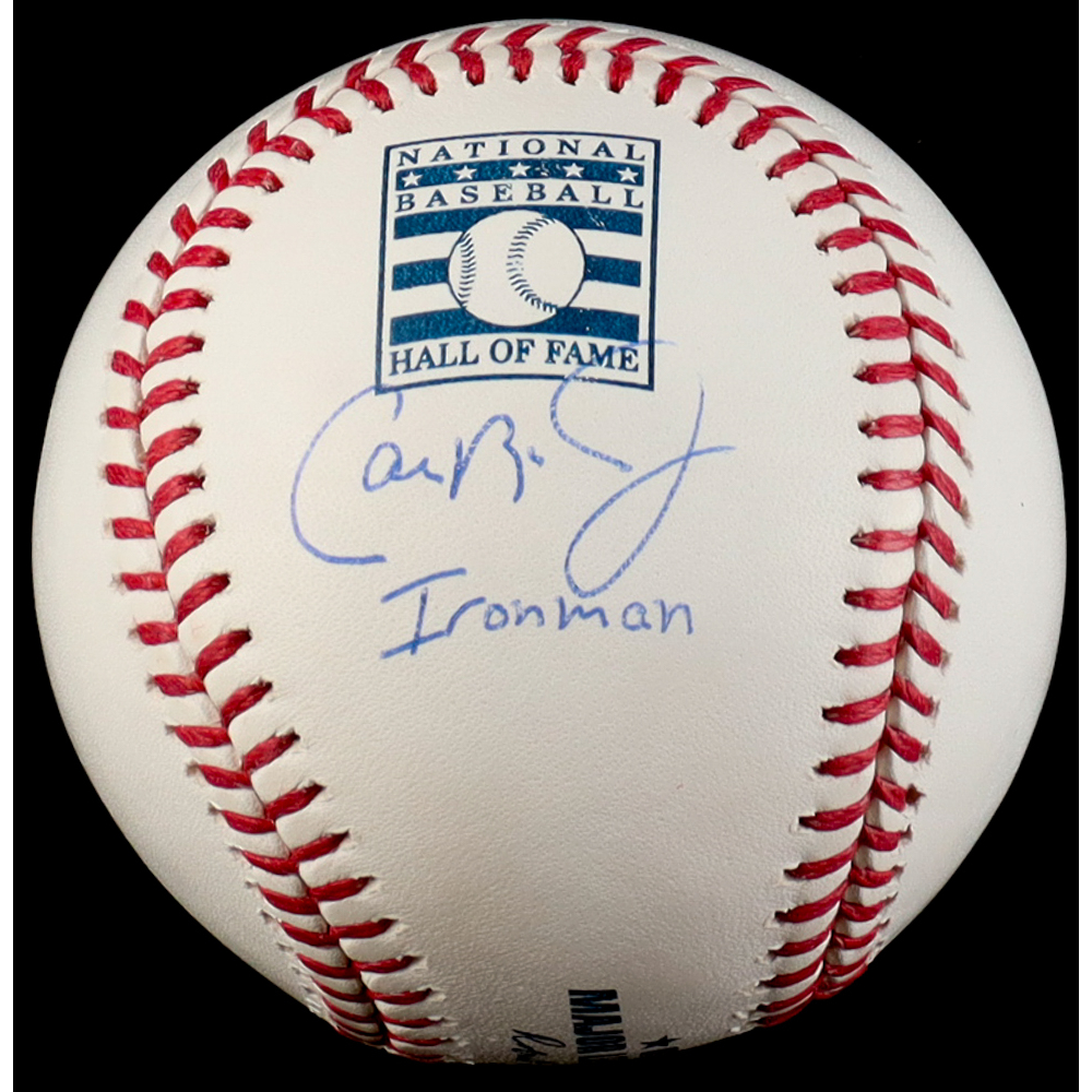 Cal Ripken Jr. Signed OML Hall Of Fame Logo Baseball Inscribed "Ironman ...