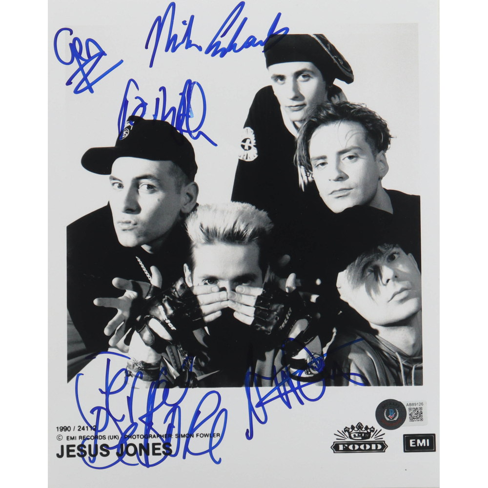 Jesus Jones 8x10 Photo Signed by (5) with Mike Edwards, Jerry De Borg ...