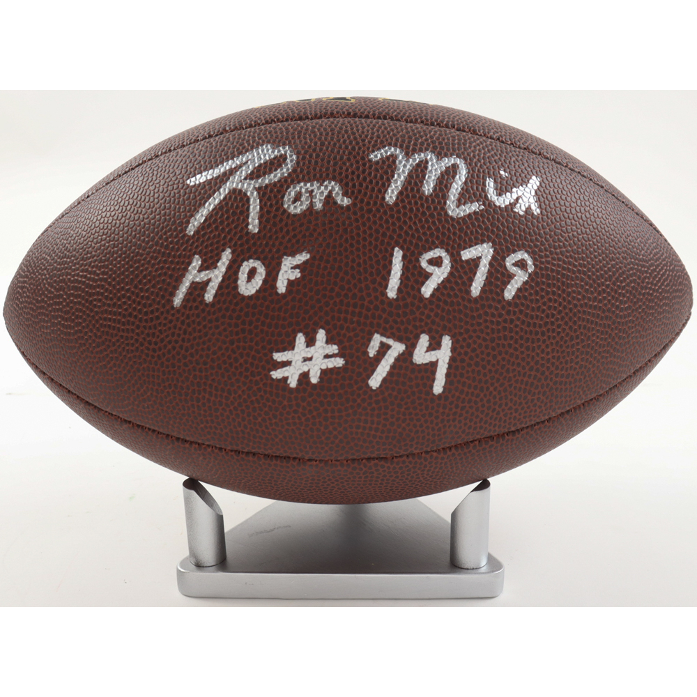 Ron Mix Signed NFL Football Inscribed "HOF 1979" with Display Stand ...