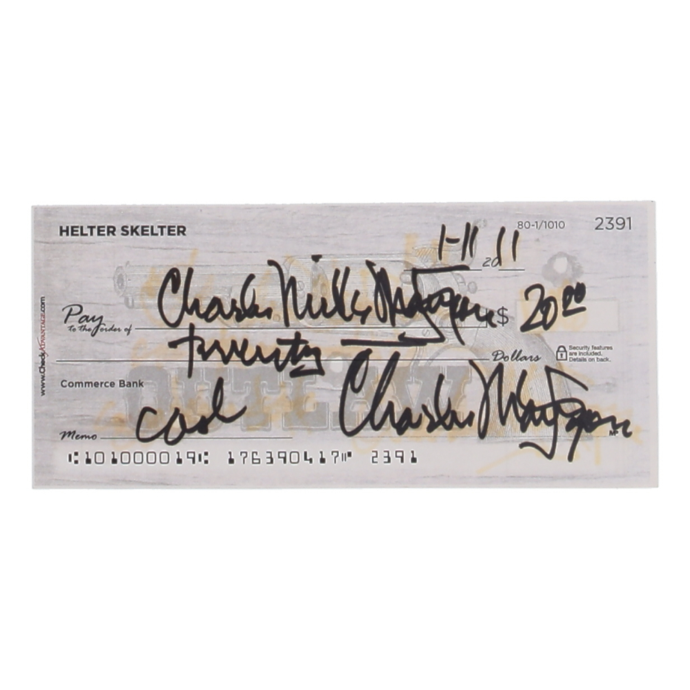 Charles Manson Signed Check (ACOA) | Pristine Auction