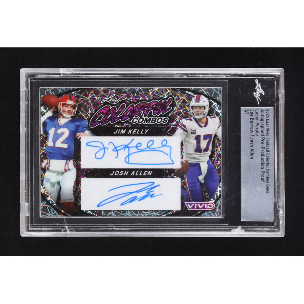 Jim Kelly / Josh Allen 2024 Leaf Vivid Football Colorful Combos Duos Autographed Pre-Production ...