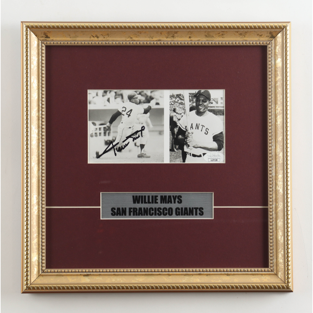 Willie Mays Signed Custom Framed Photo Display with Name Plaque (JSA ...