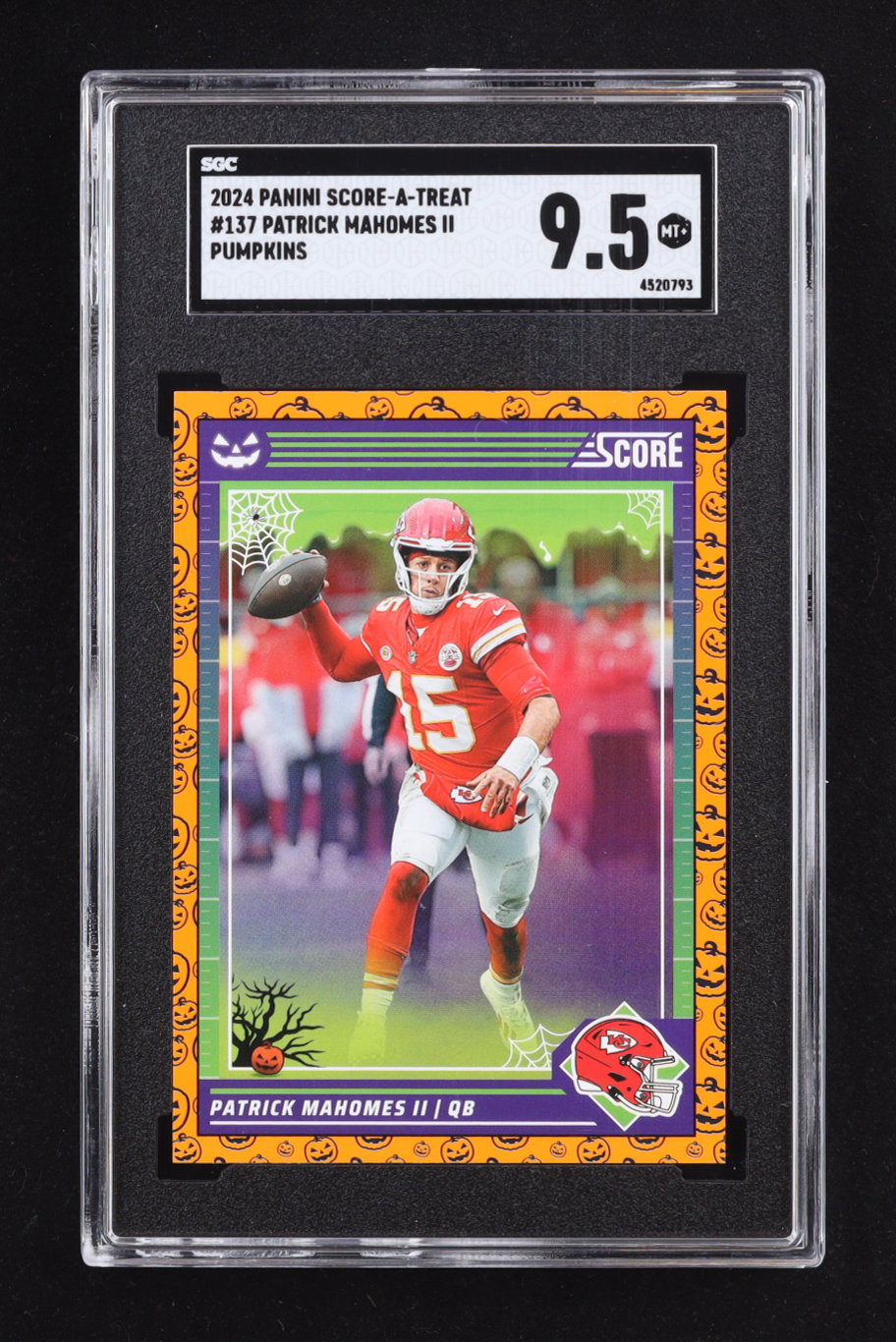 Patrick Mahomes II 2024 Score Halloween Pumpkin #137 (SGC 9.5 ...