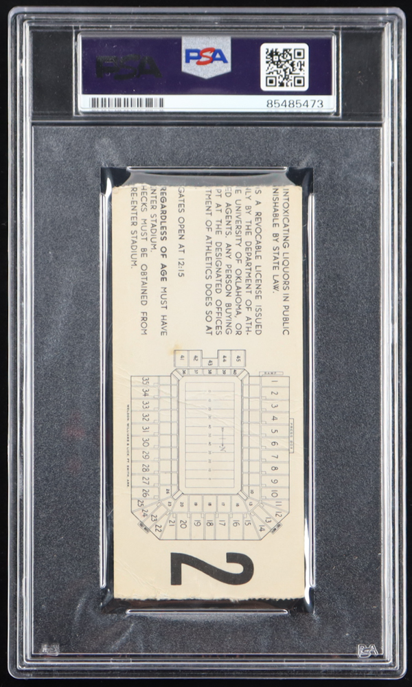 Joe Washington Signed 1972 Sooners Debut Ticket Stub Inscribed "OU ...