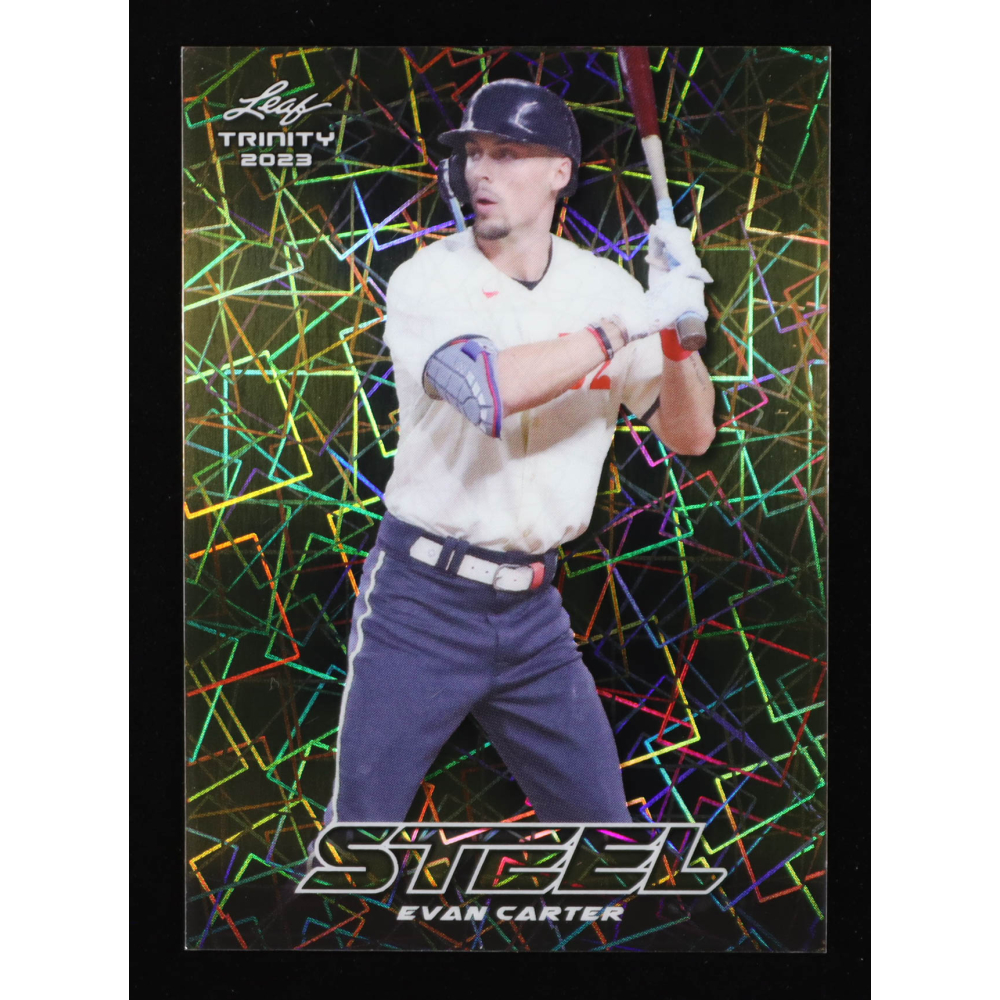 Evan Carter 2023 Leaf Trinity Mega Box Steel Lazer Gold #S24 #1/1 RC ...