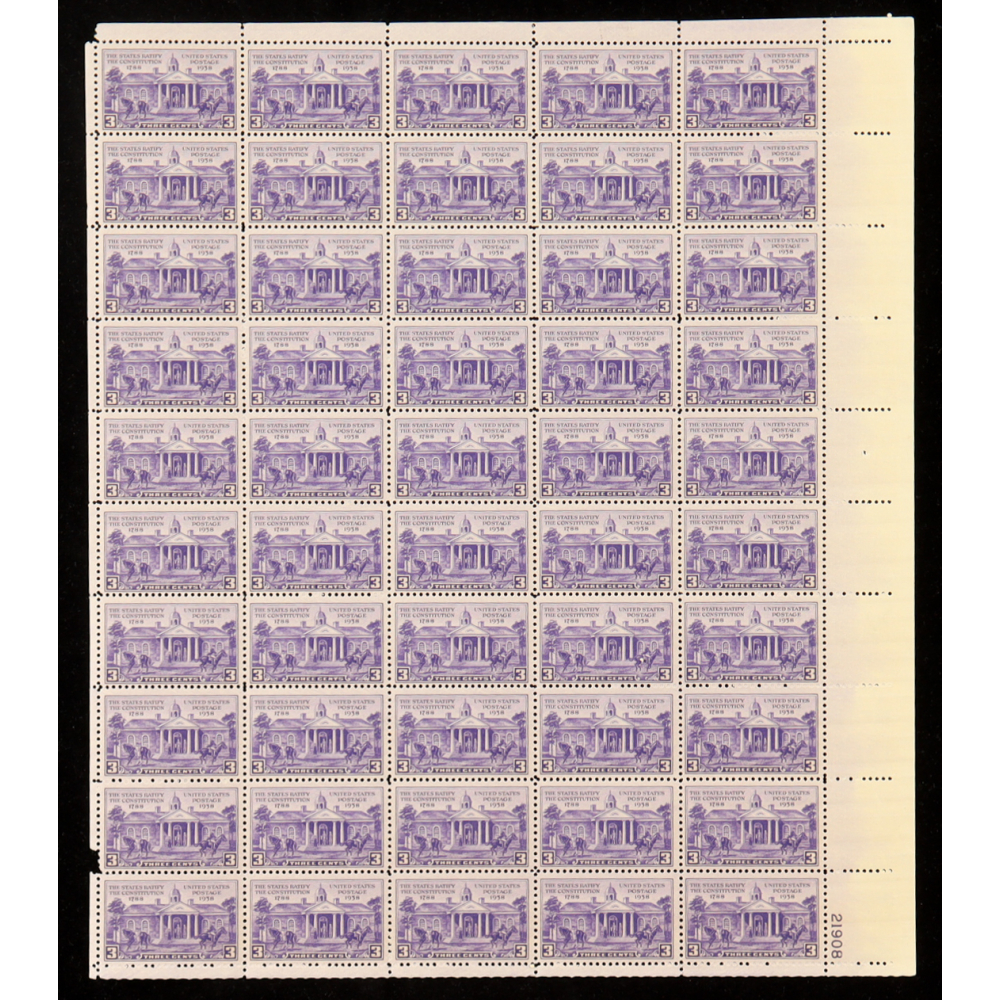 U.S. Postage 3¢ "Constitution Ratification 150th Anniversary" Stamp ...