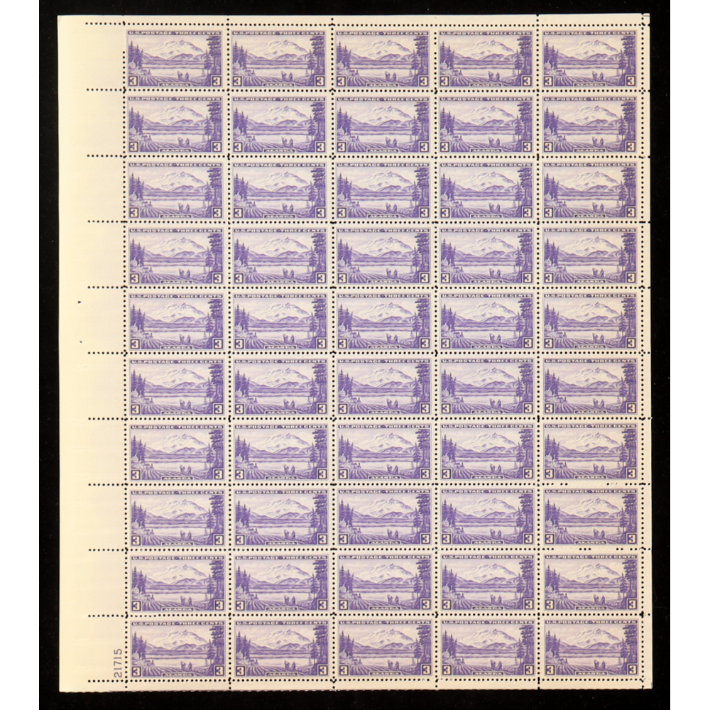 U.S. Postage 3¢ "Alaska Territory" Stamp - Issued November 12th 1937 ...