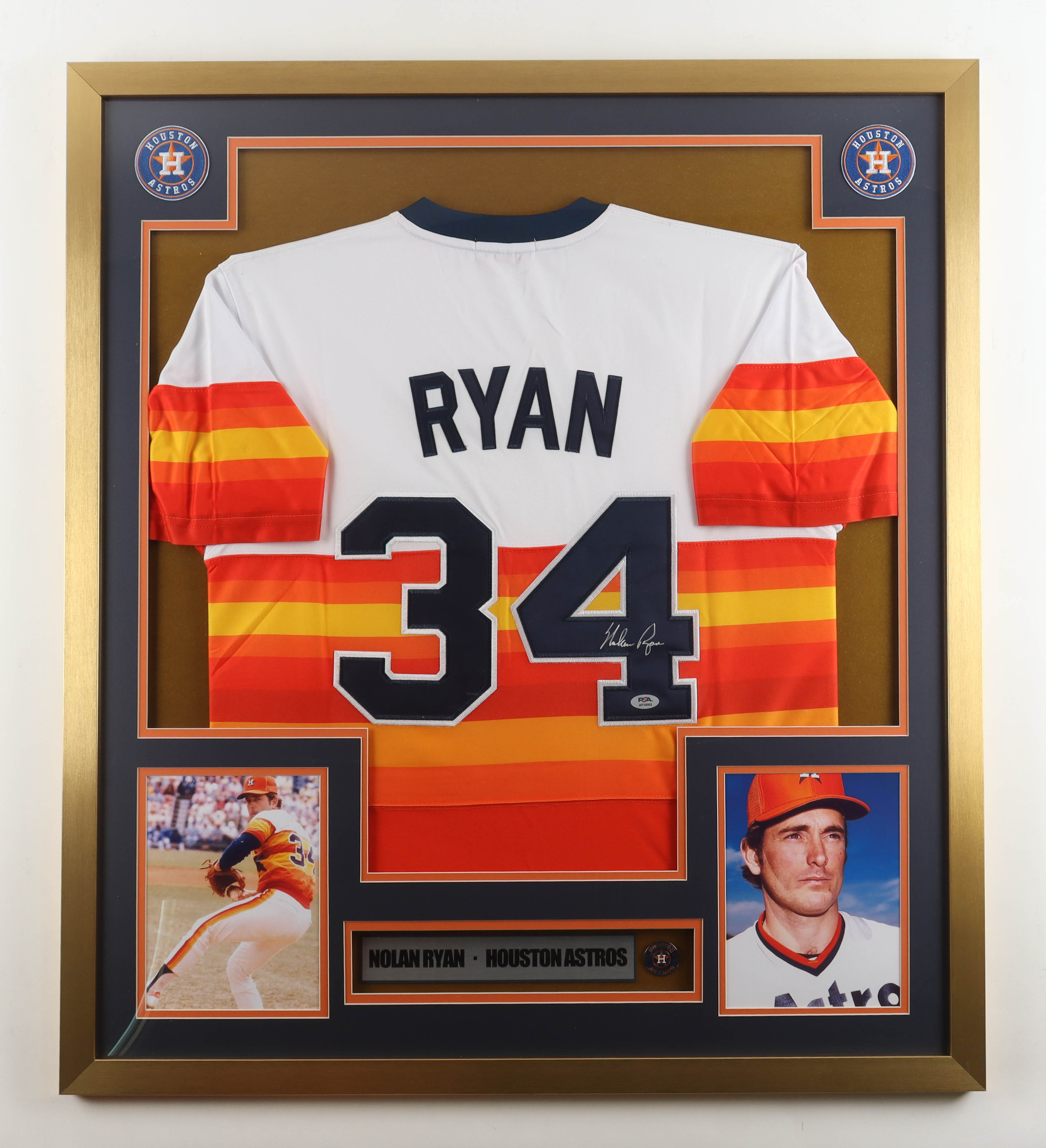 Nolan Ryan Signed Custom Framed Jersey with Houston Astros Pin (PSA ...