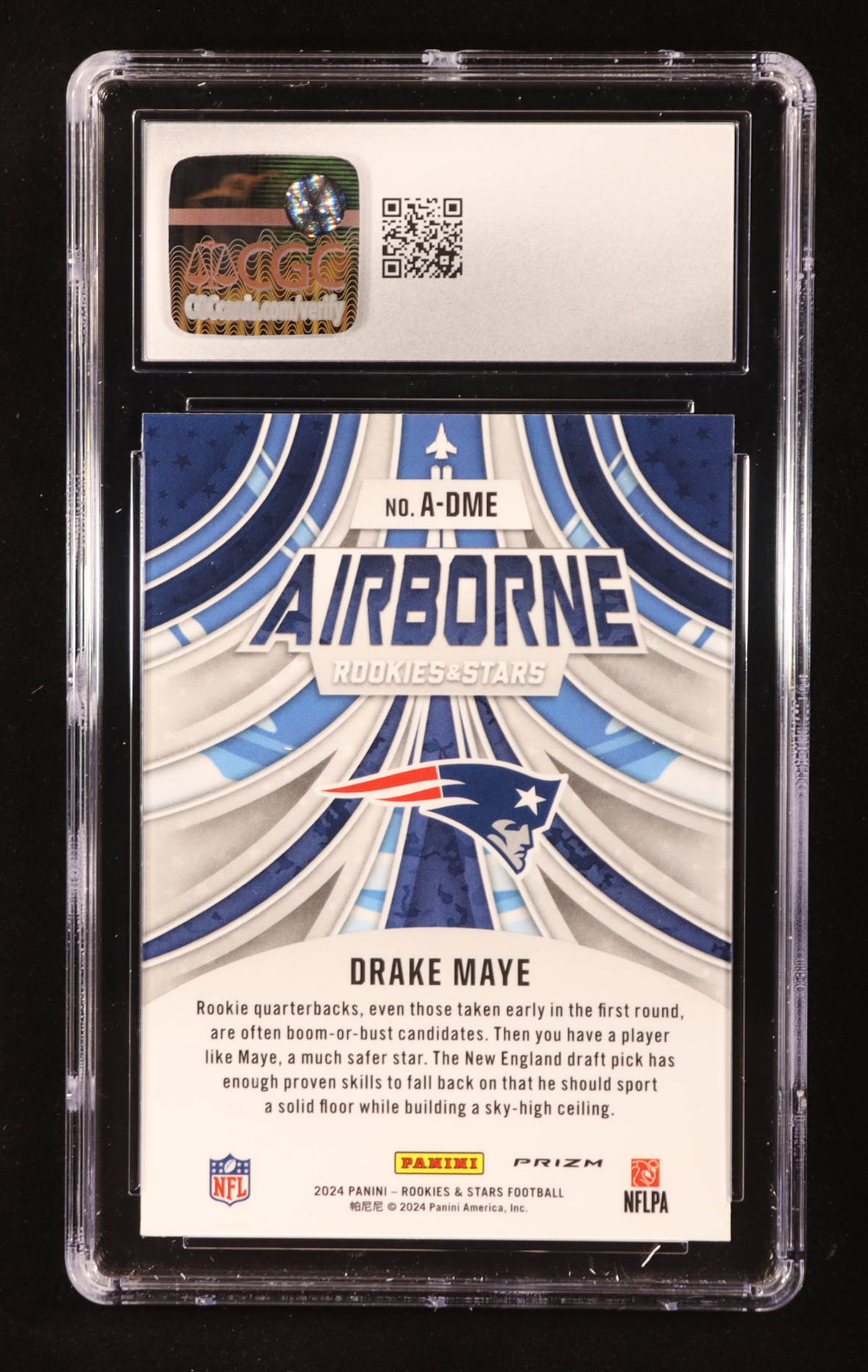 Drake Maye 2024 Rookies and Stars Airborne Longevity #24 RC (CGC 10 ...