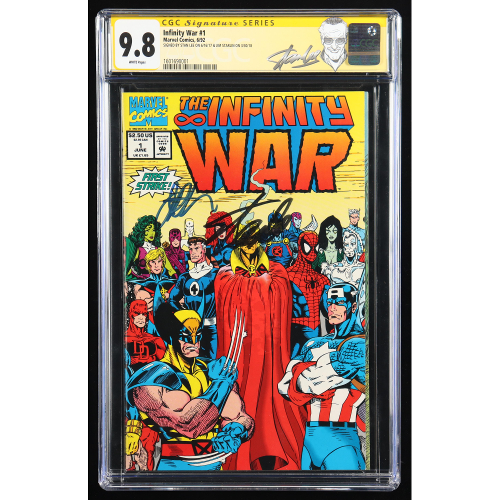 Stan Lee & Jim Starlin Signed 1992 "The Infinity War" Issue #1 Marvel Comic Book (CGC 9.8 ...