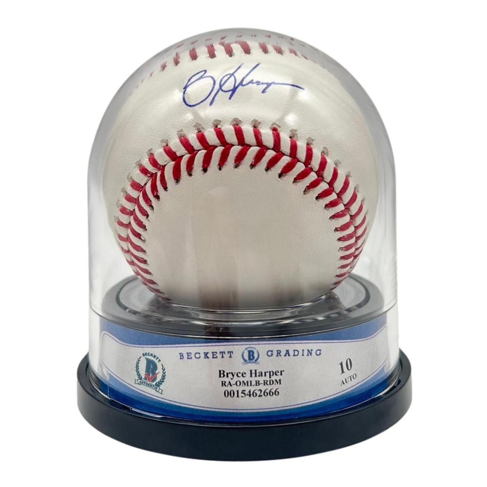 Bryce Harper Signed OML Baseball with Display Case (BGS, Fanatics & MLB ...