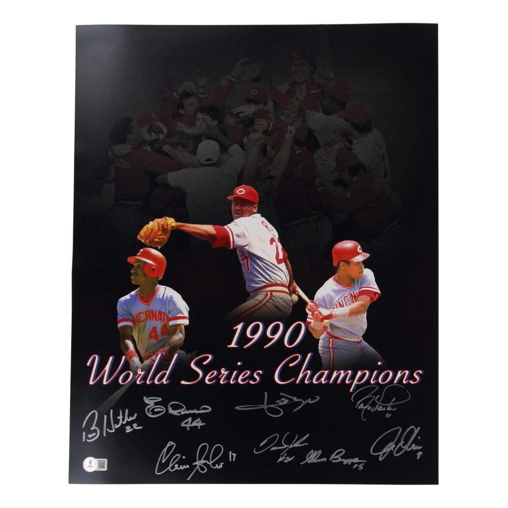1990 Reds World Series Champions 16x20 Photo Signed By (8) with Barry ...