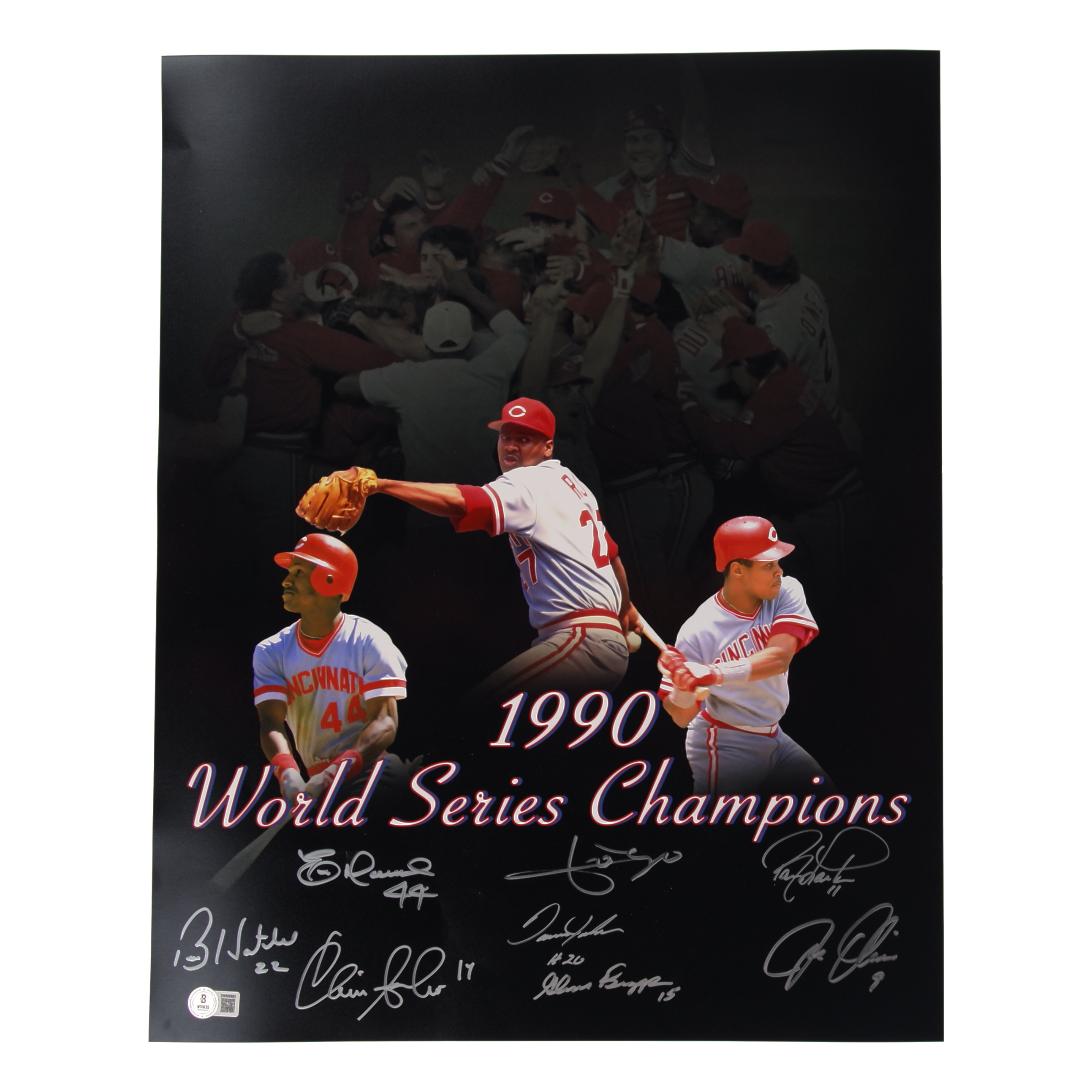 1990 Reds World Series Champions 16x20 Photo Signed By (8) with Barry ...