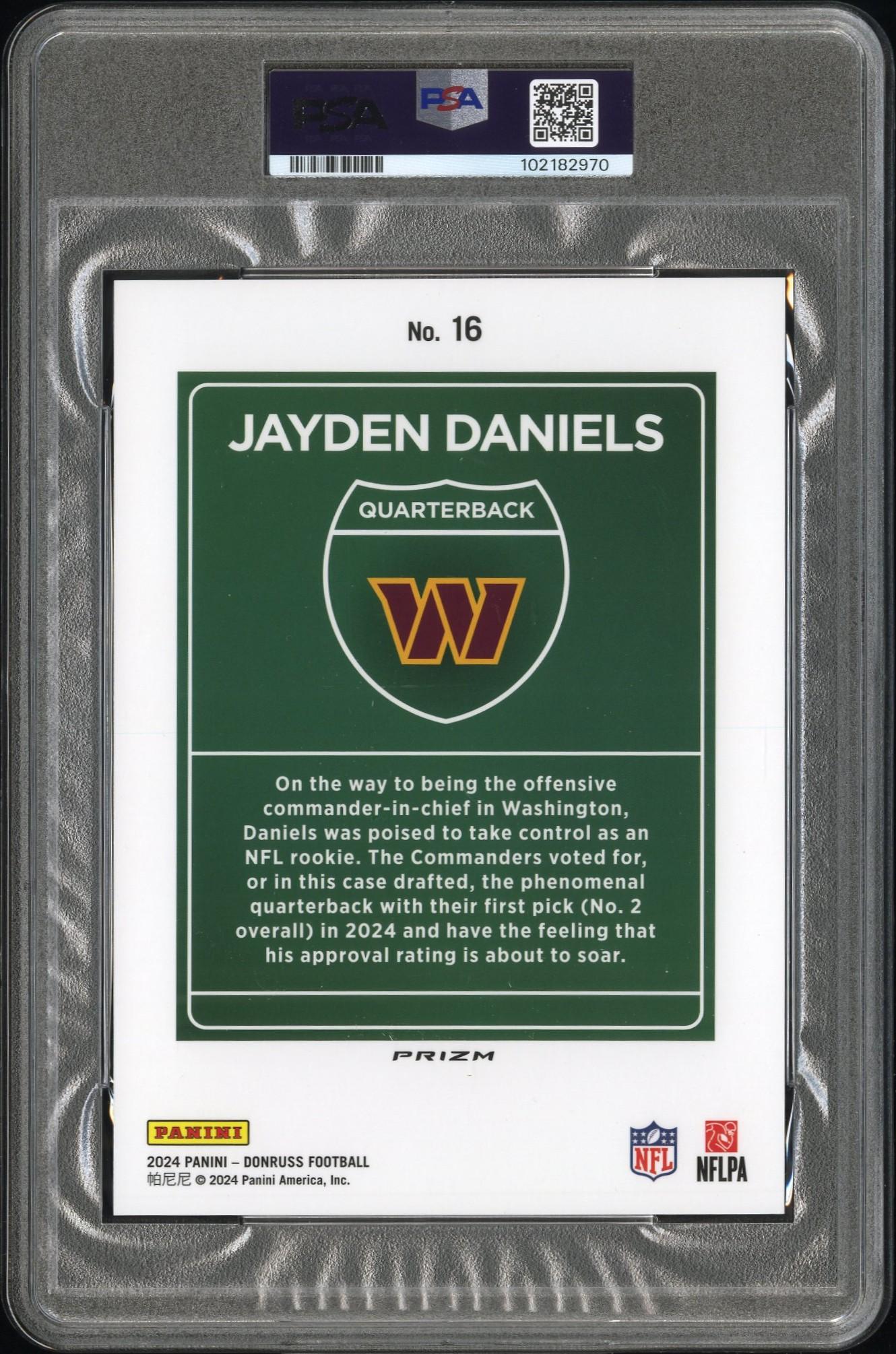 Jayden Daniels 2024 Donruss Downtown! Oversize #16 (PSA 8) | Pristine ...