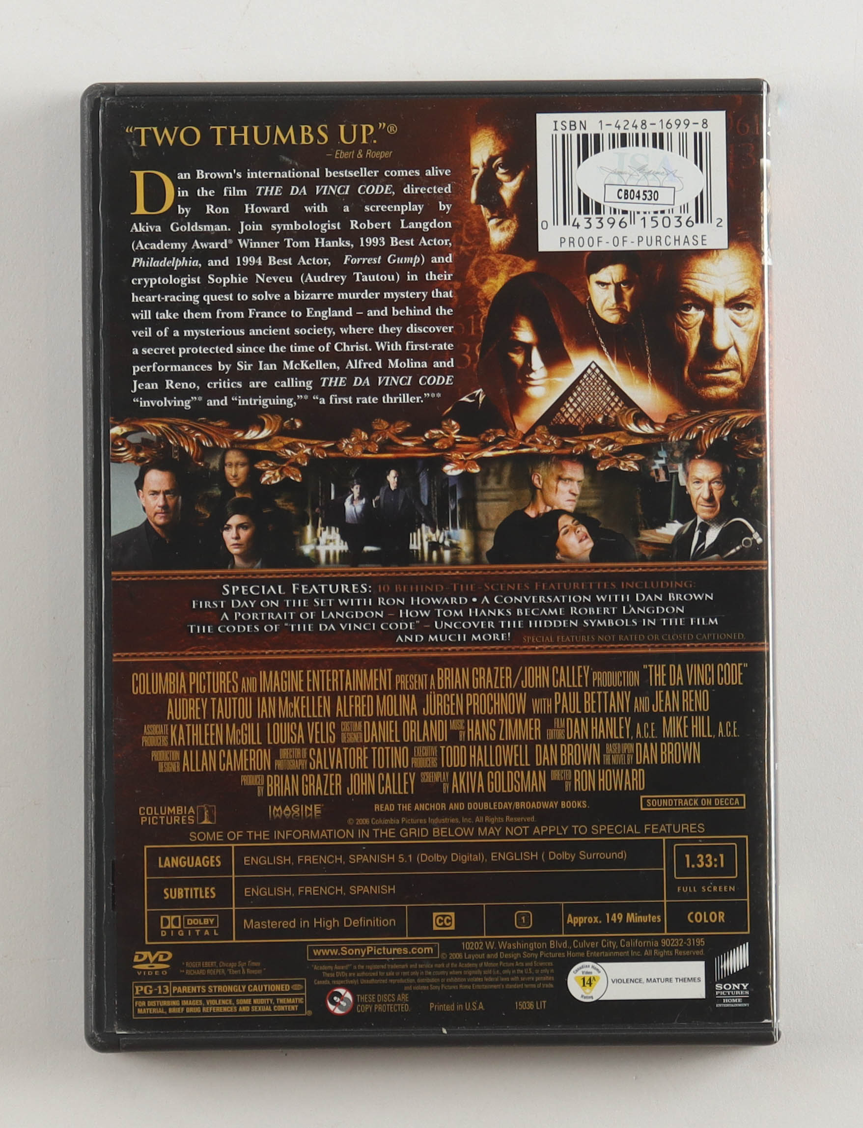 Ron Howard Signed "The DaVinci Code" DVD Case Insert (JSA) | Pristine ...