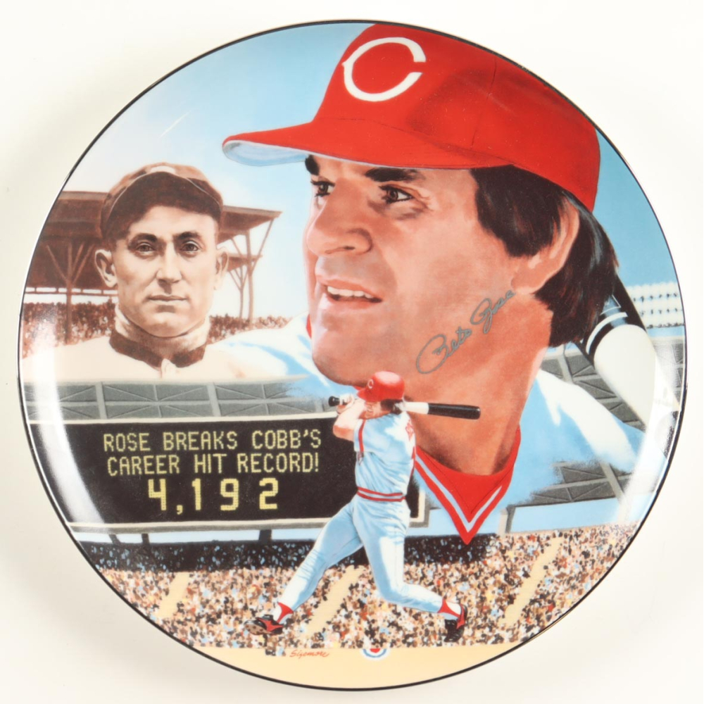 Pete Rose Signed "Platinum Edition" LE 1985 Reds Ceramic Art Plate ...