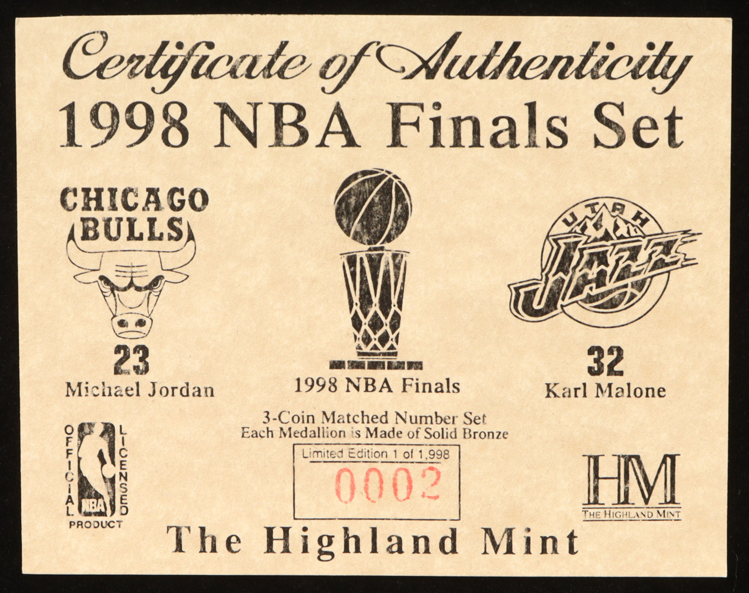 Michael Jordan & Karl Malone LE The Highland Mint "1998 NBA Finals Set ...