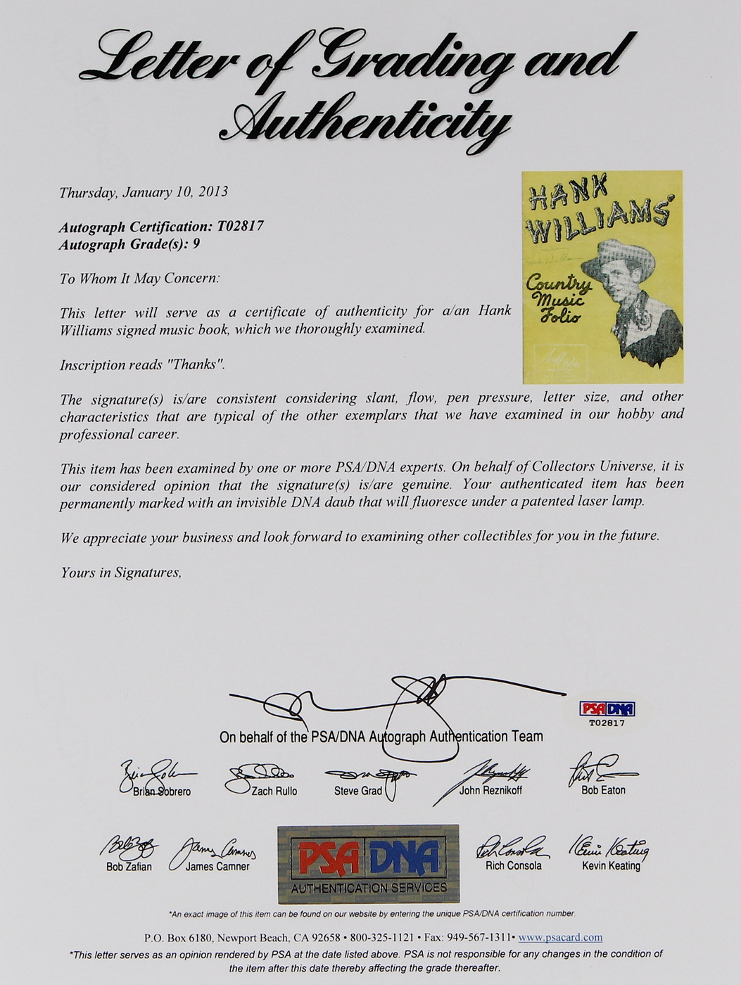 Hank Williams Sr. Signed "Country Music Folio" Music Book Inscribed ...