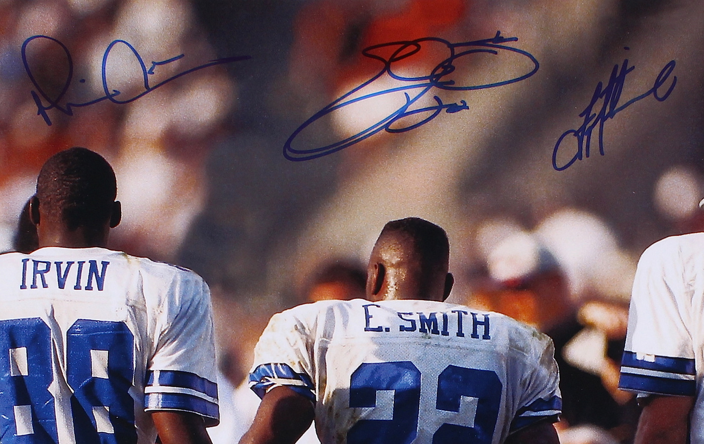 Troy Aikman, Emmitt Smith & Michael Irvin Signed Cowboys 16x20 Photo (PSA COA & LOA) | Pristine ...