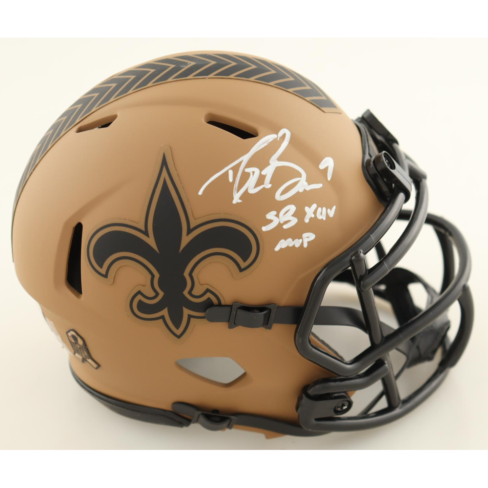 Drew Brees Signed Saints Salute To Service Alternate Speed Mini Helmet ...