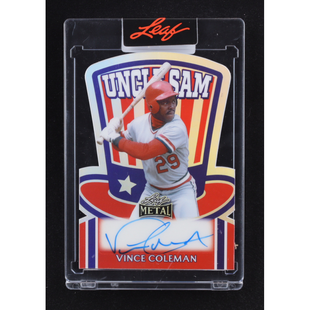 Vince Coleman 2025 Leaf Metal Uncle Sam Autograph Prismatic Silver # ...