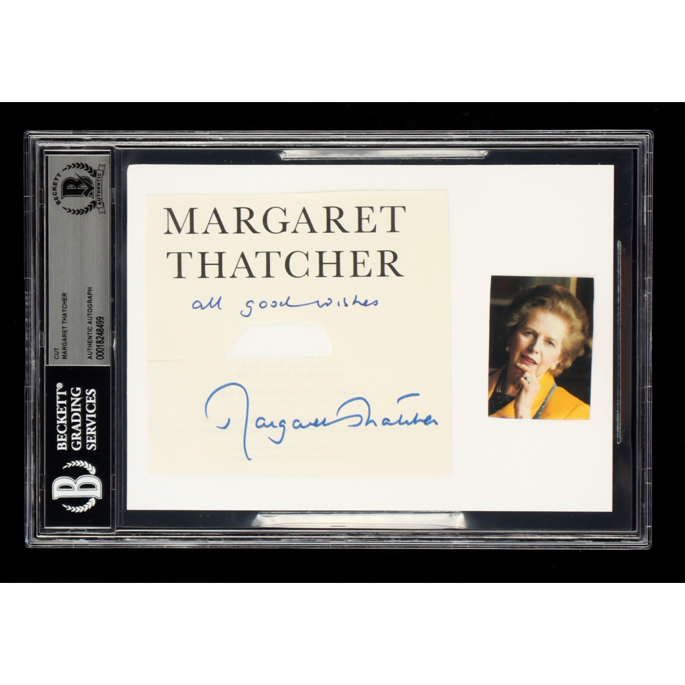 Margaret Thatcher Signed Cut Collage Inscribed "All Good Wishes" (BGS ...