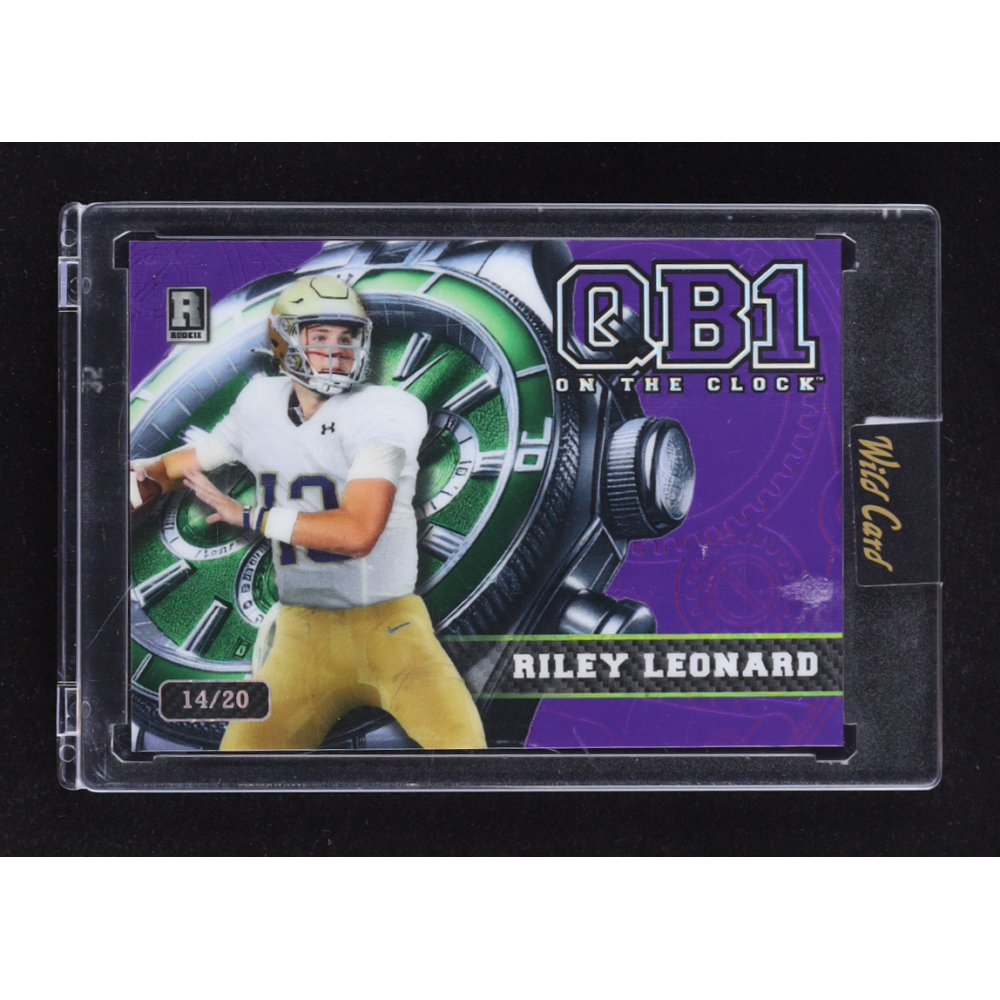 Riley Leonard 2024 Wild Card QB1 On The Clock Purple Green Rainbow Foil ...