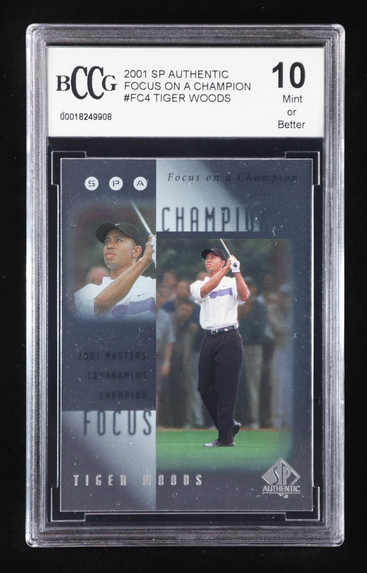 Tiger Woods 2001 SP Authentic Focus on a Champion #FC4 RC (BCCG 10 ...