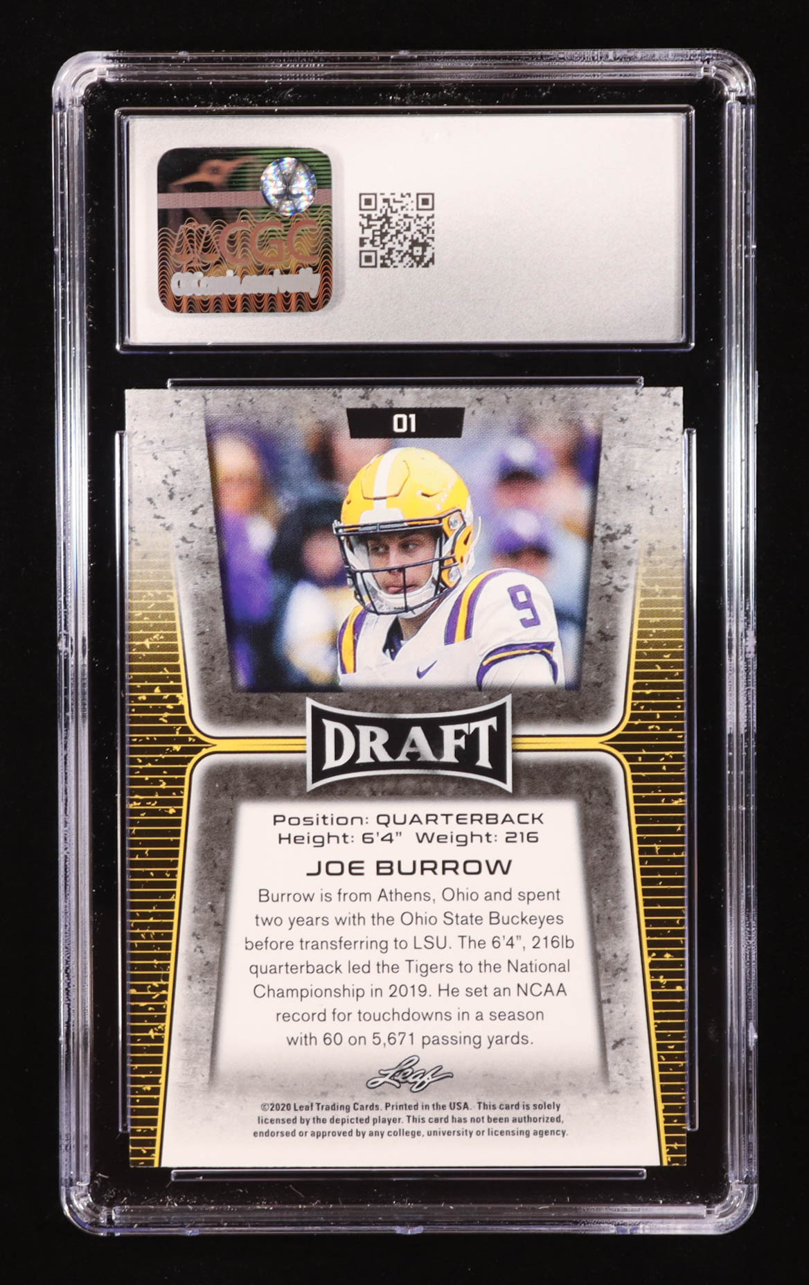 Joe Burrow 2020 Leaf Draft #1 RC (CGC 10) | Pristine Auction