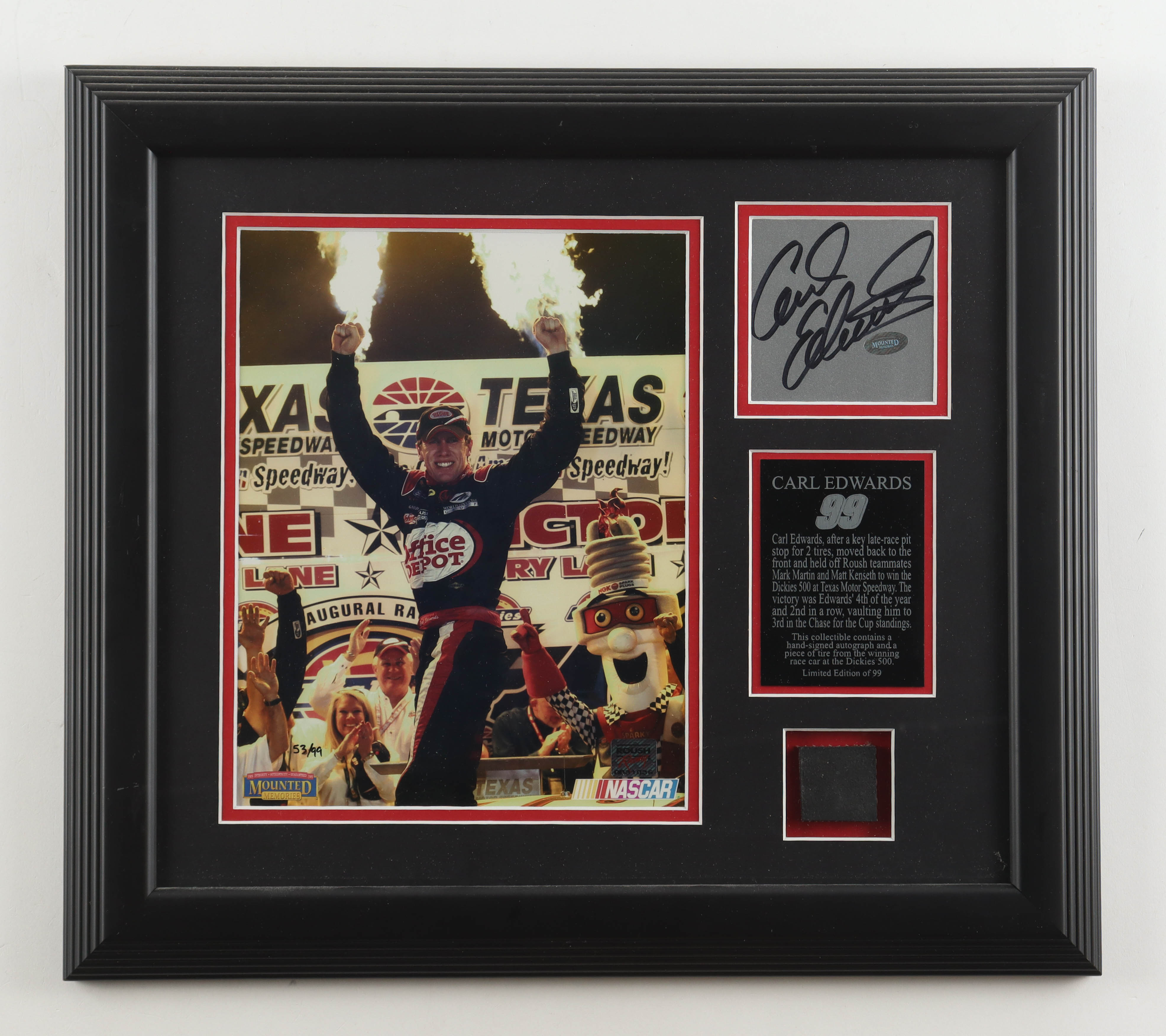 Carl Edwards Signed LE NASCAR Custom Framed Cut Display (Beckett ...