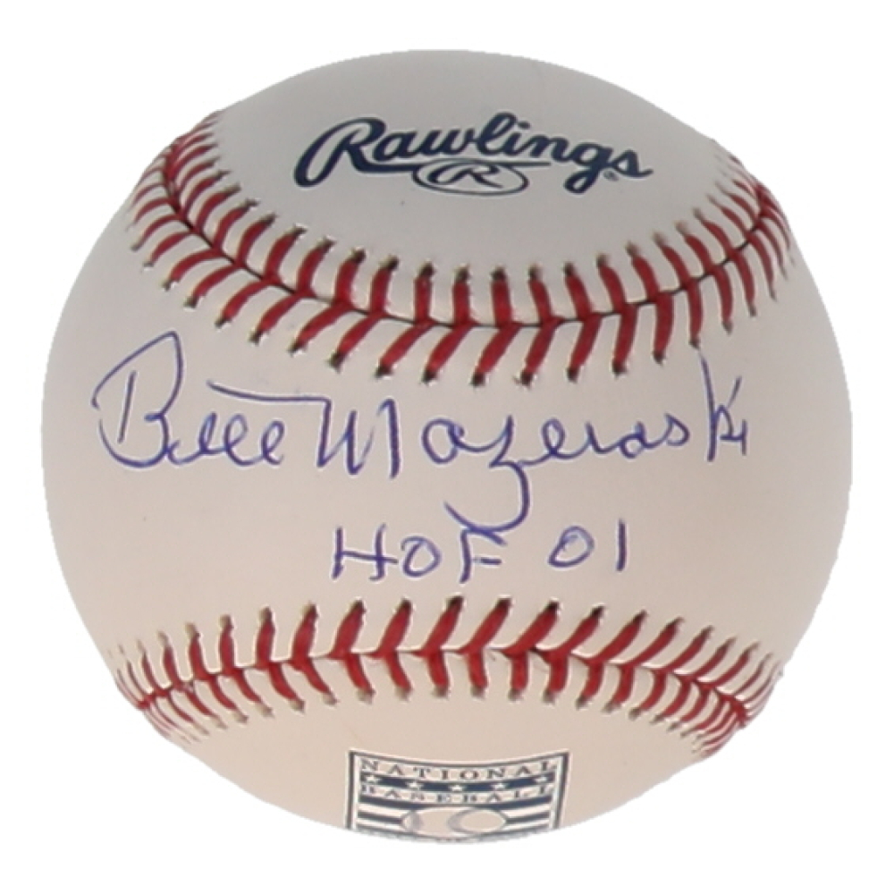 Bill Mazeroski Signed OML Hall of Fame Logo Baseball Inscribed "HOF 01 ...