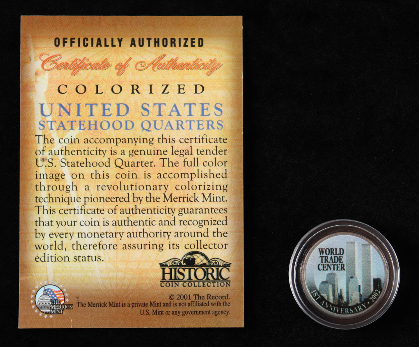 2002 1st Anniversary World Trade Center 9/11 Colorized U.S. Statehood ...
