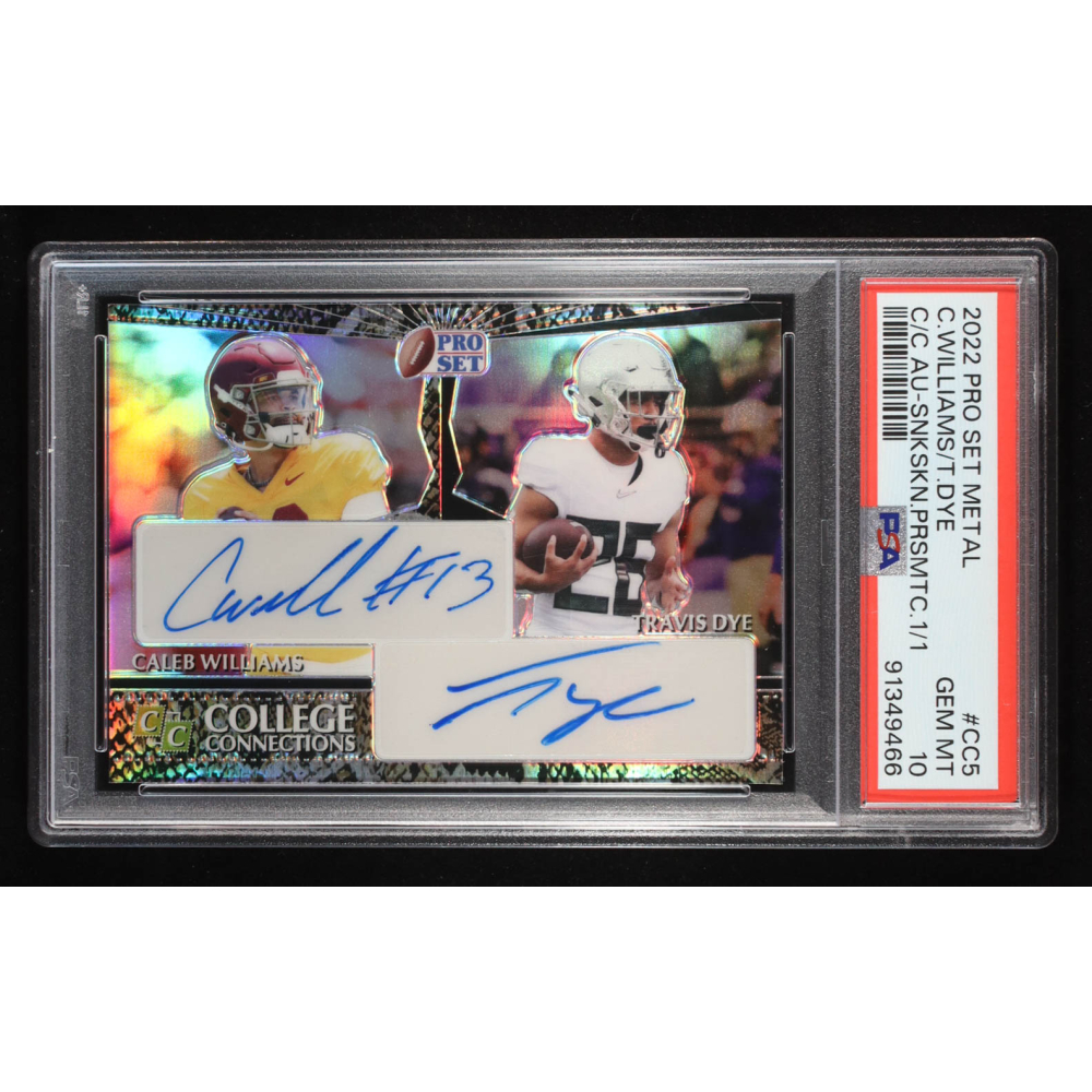 Caleb Williams / Travis Dye 2022 Leaf Pro Set Metal College Connections ...