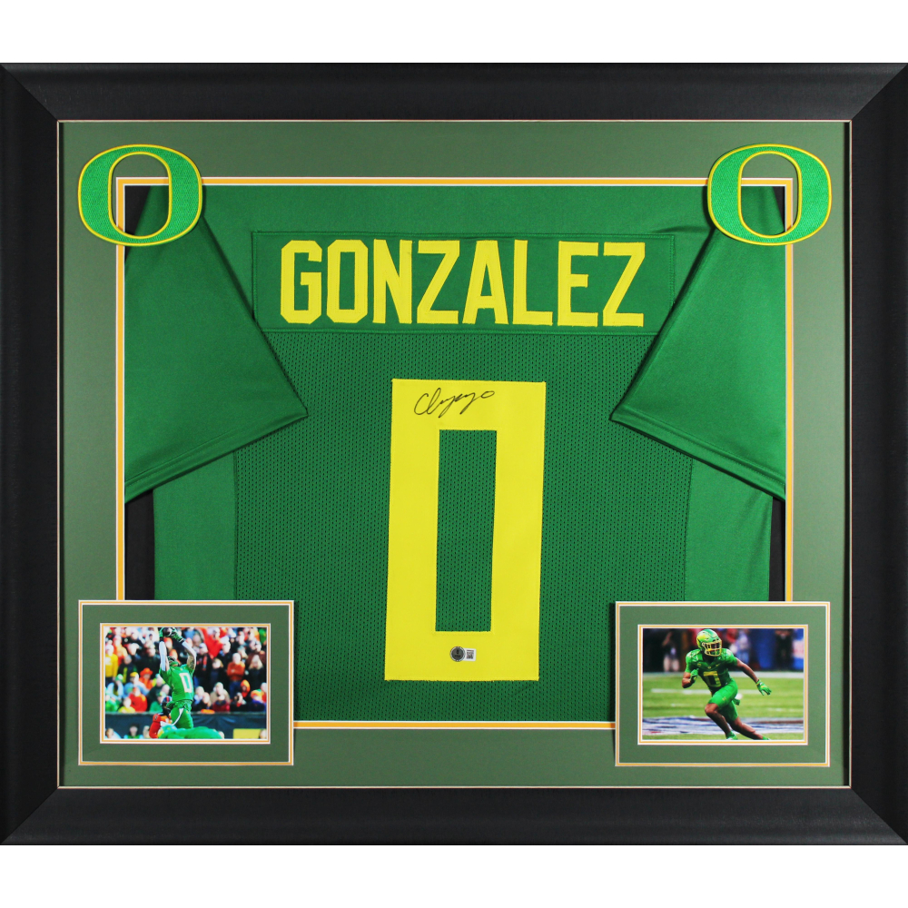 Christian Gonzalez Signed Custom Framed Jersey (Beckett) | Pristine Auction