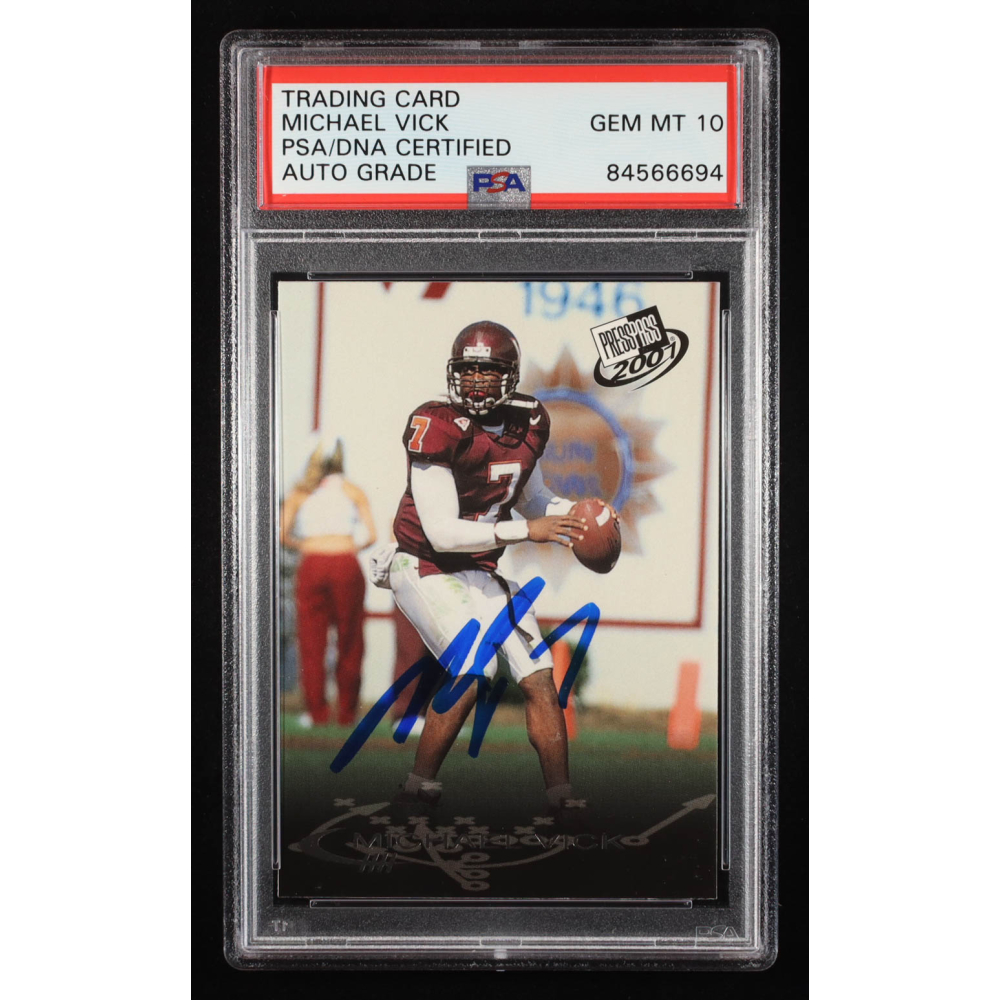 Michael Vick Signed 2001 Press Pass #1 RC (PSA | Autograph Graded PSA ...