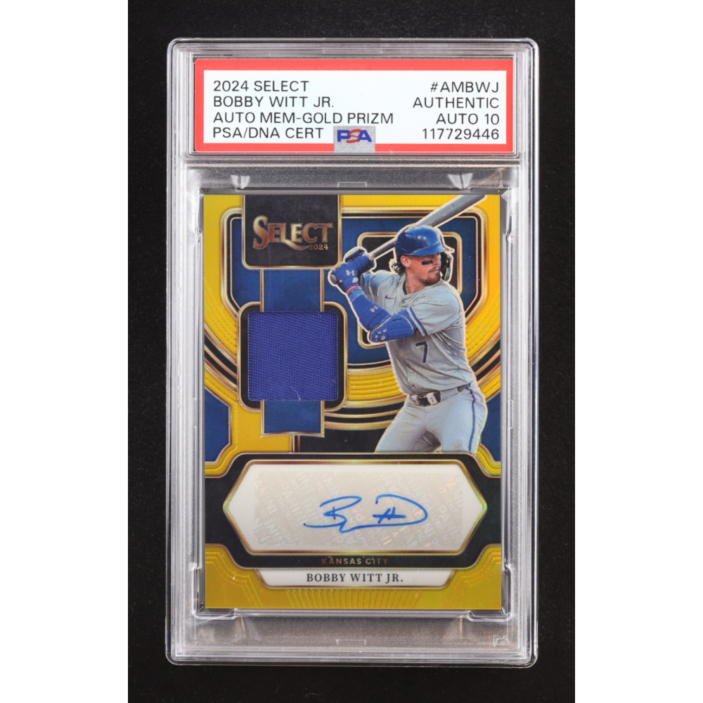 Bobby Witt Jr. 2024 Select Autograph Memorabilia Prizms Gold #15 #09/10 ...