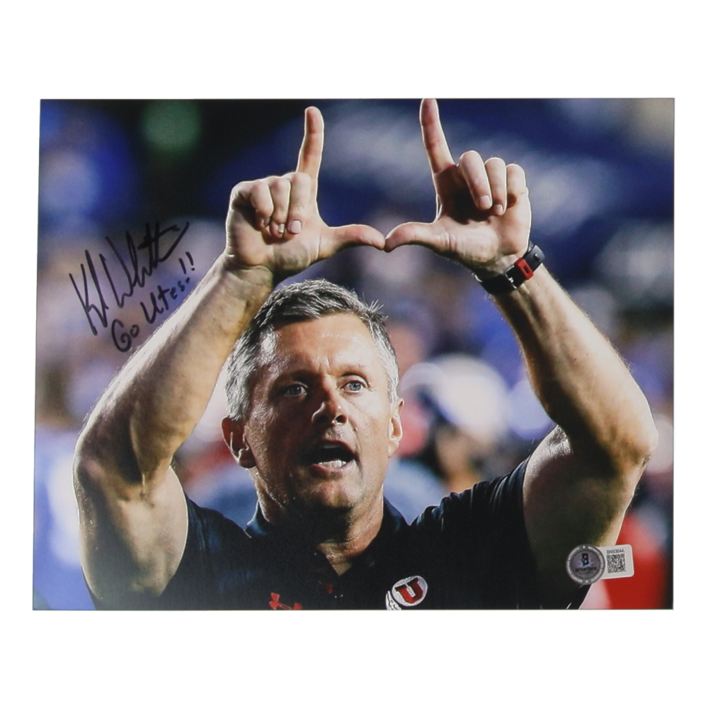 Kyle Wittingham Signed Utah Utes 8x10 Photo Inscribed "Go Utes ...