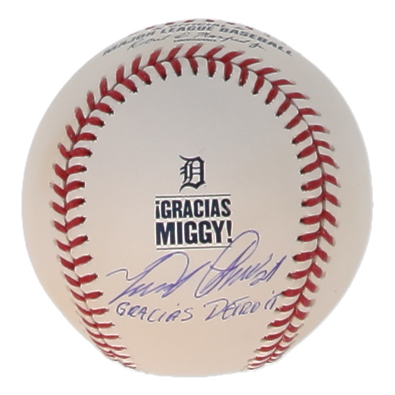 Miguel Cabrera Signed Tigers "Gracias Miggy" Logo Baseball Inscribed ...