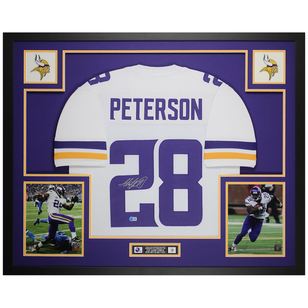 Adrian Peterson Signed Custom Framed Jersey Display (Beckett ...