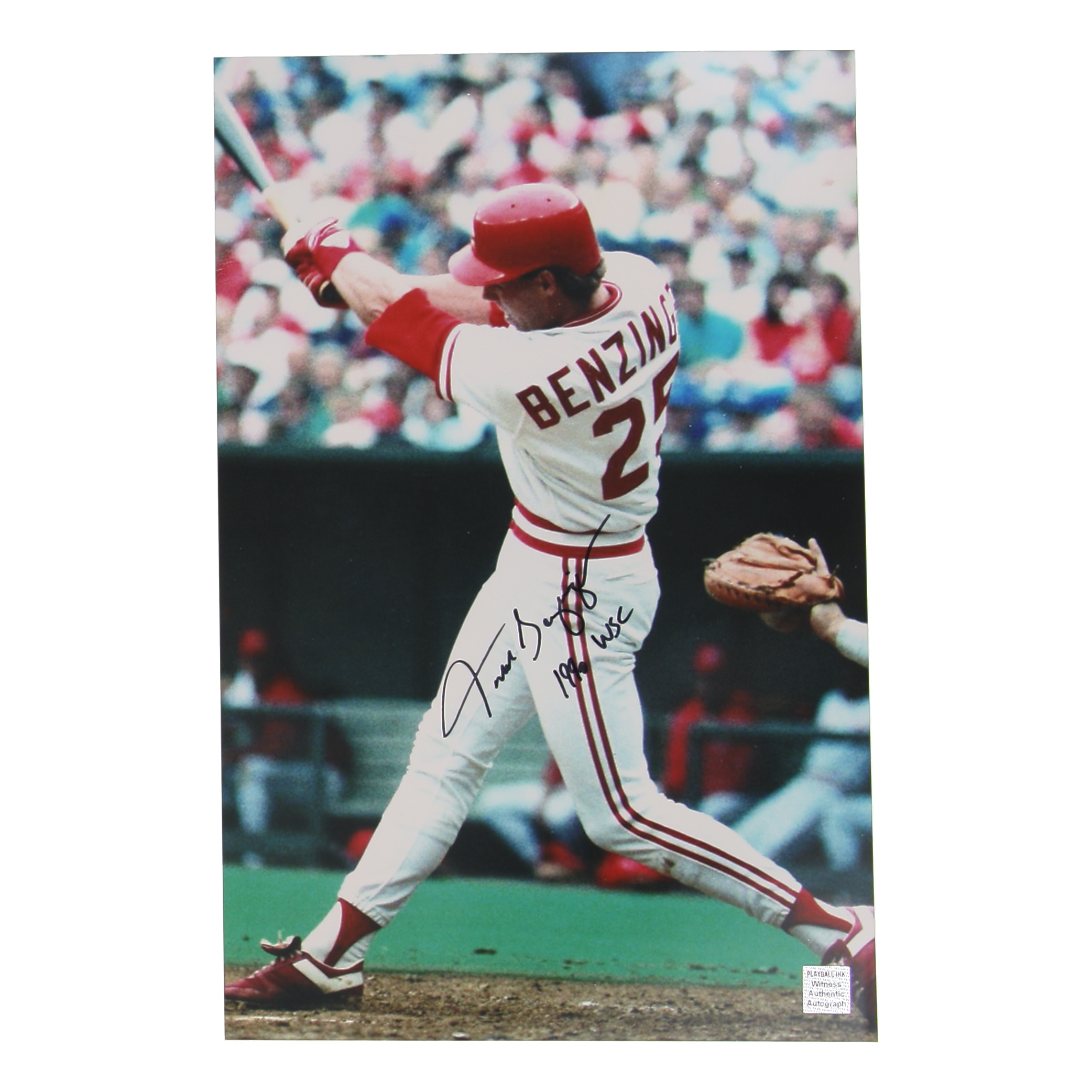 Todd Benzinger Signed Reds 11x17 Photo Inscribed "1990 WSC" (Playball ...