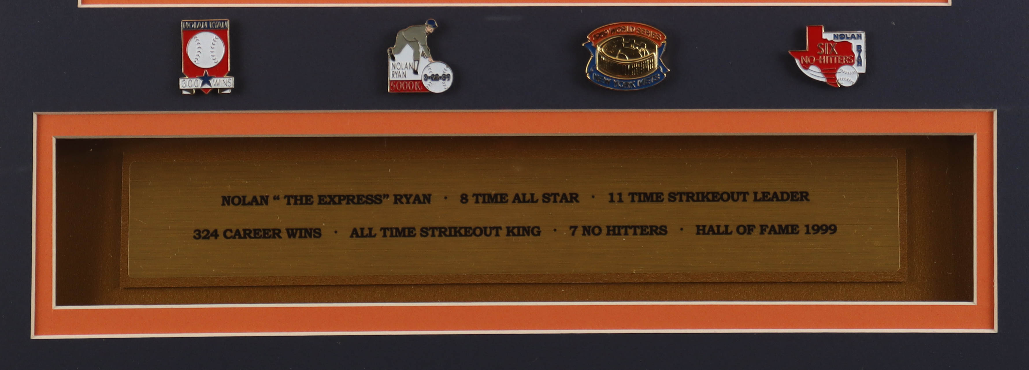 Nolan Ryan Signed Custom Framed Jersey Display with (4) Statistics Pins ...