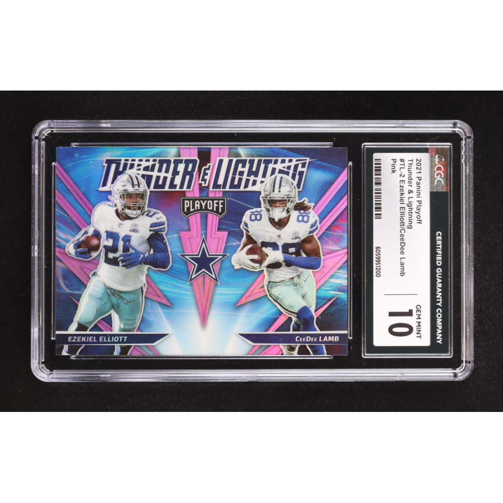 CeeDee Lamb / Ezekiel Elliott 2021 Playoff Thunder and Lightning Pink ...
