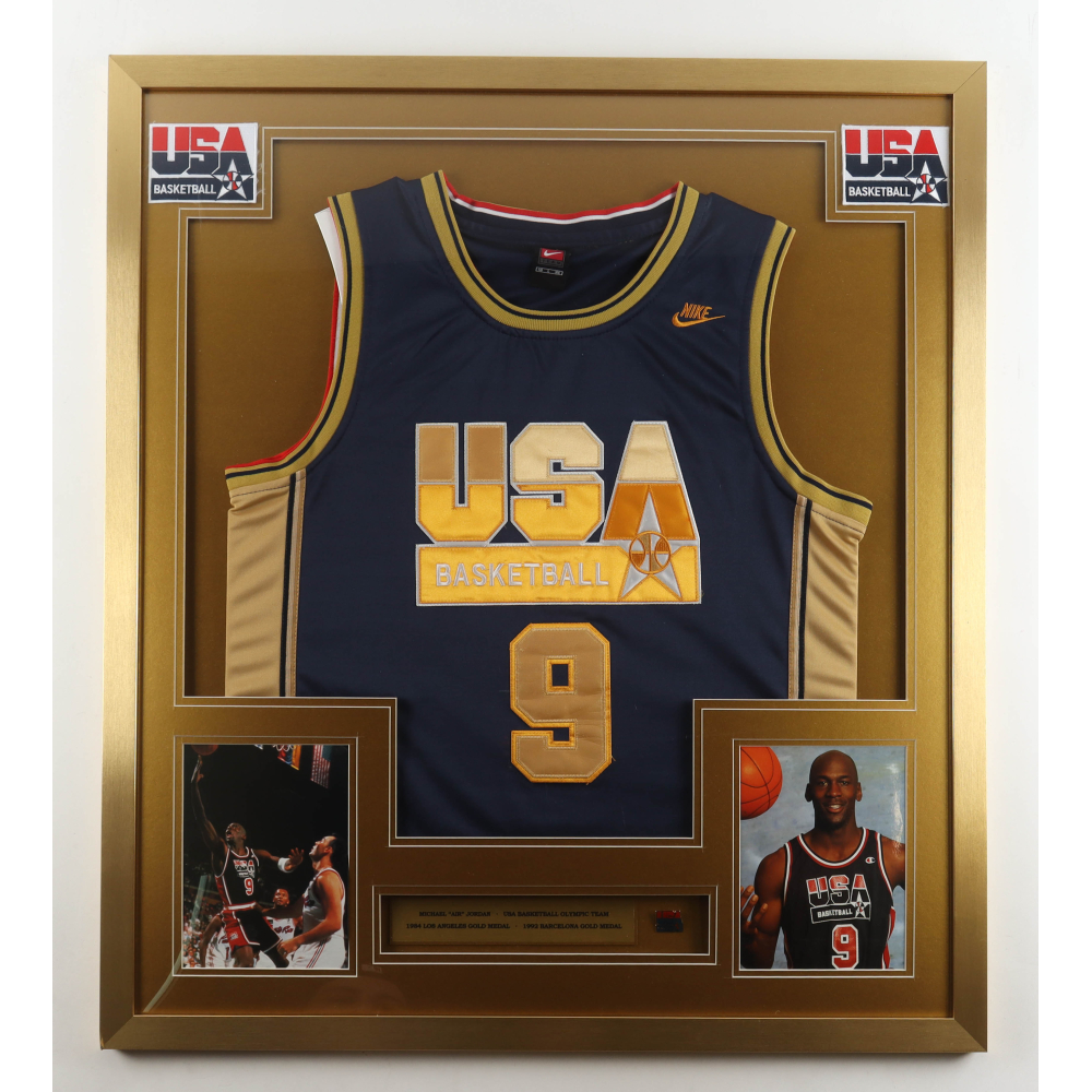 Michael Jordan Custom Framed Jersey Display With Team USA Pin & (2 ...
