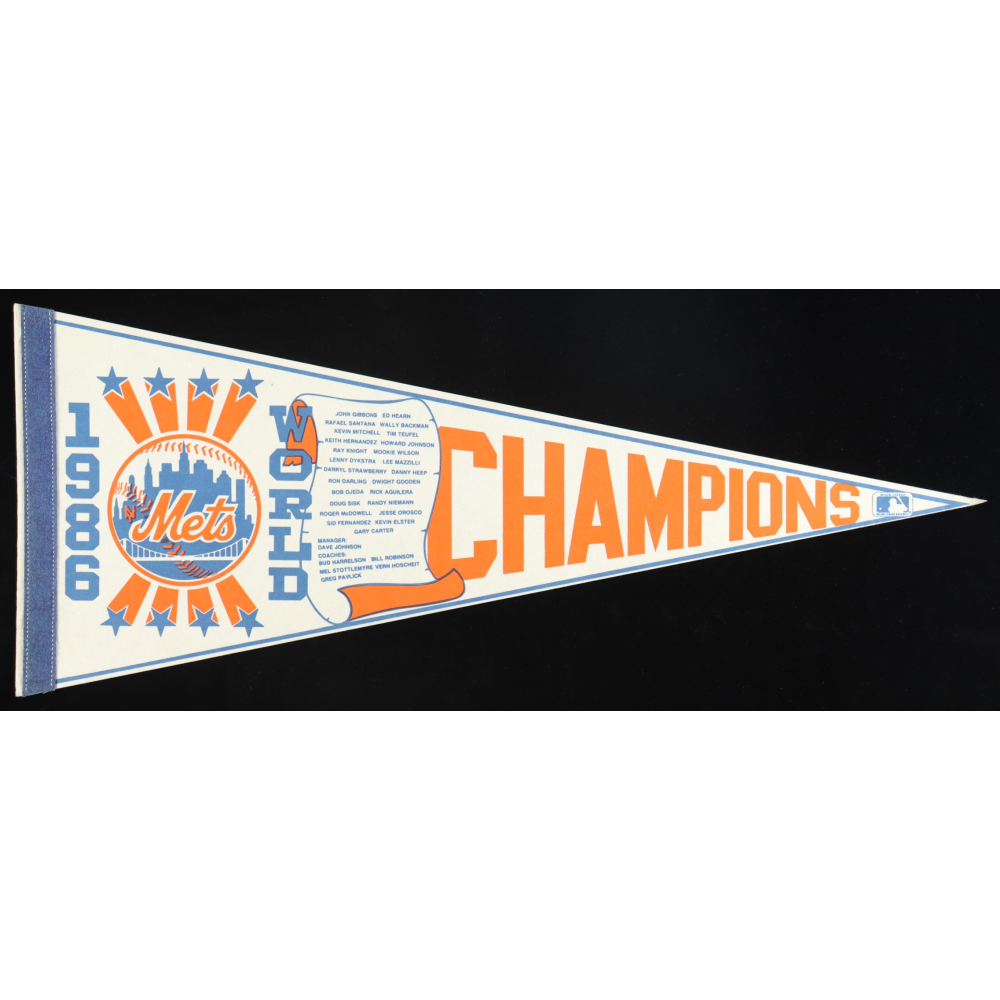 Vintage 1986 New York Mets World Championship Felt Pennant Flag ...