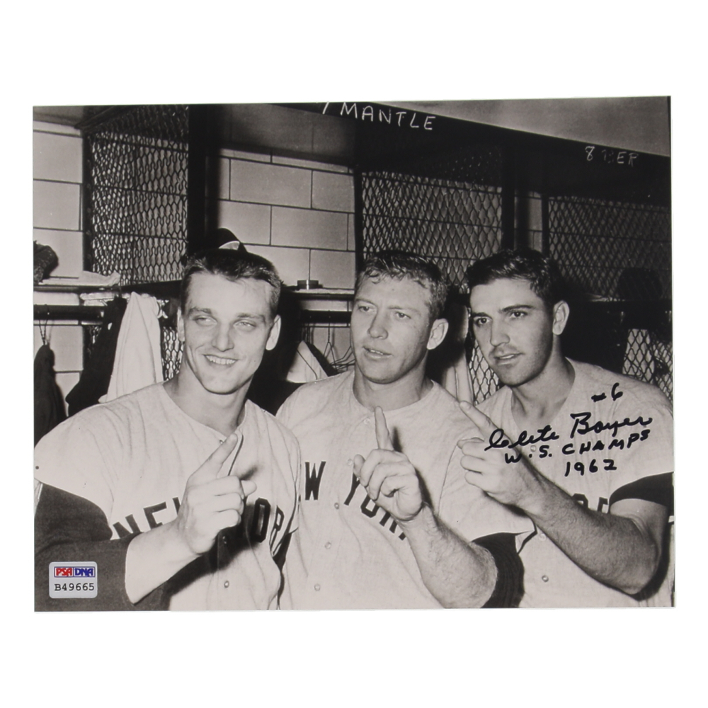 Clete Boyer Signed Yankees 8x10 Photo Inscribed "W.S. Champs 1962" (PSA ...