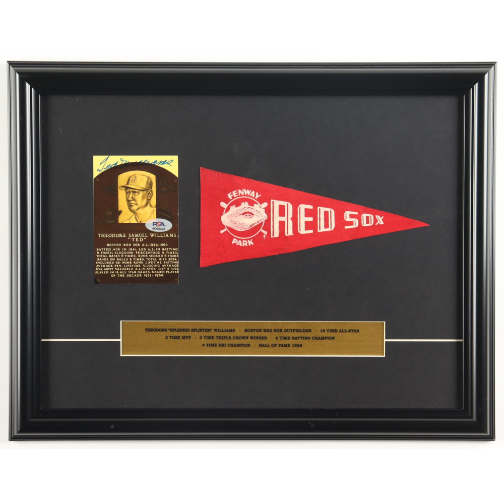 Ted Williams Signed Hall of Fame Plaque Custom Framed Display with ...