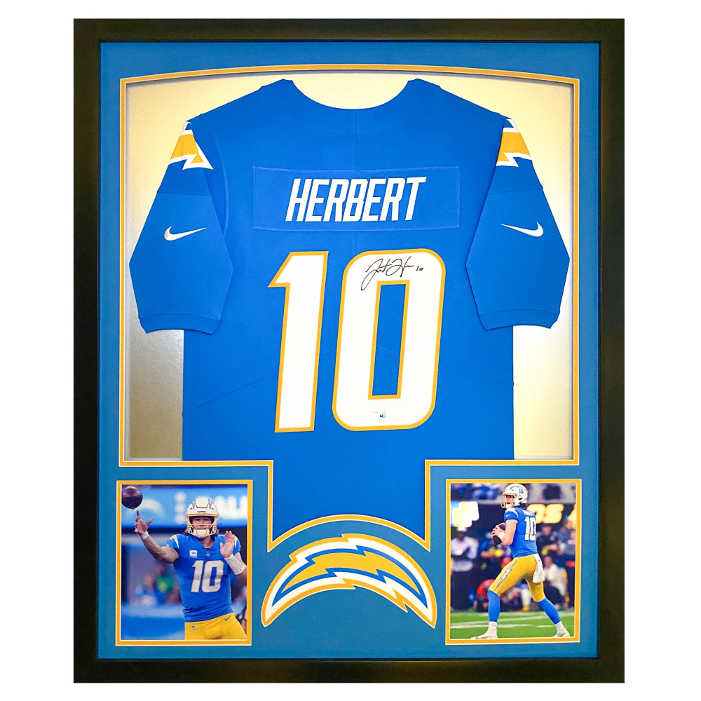 Justin Herbert Signed Chargers Custom Framed Jersey Display (Fanatics ...