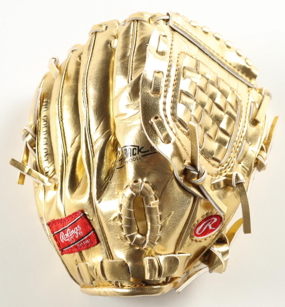 Johnny Bench Signed Rawlings Mini Golden Glove With Display Stand ...