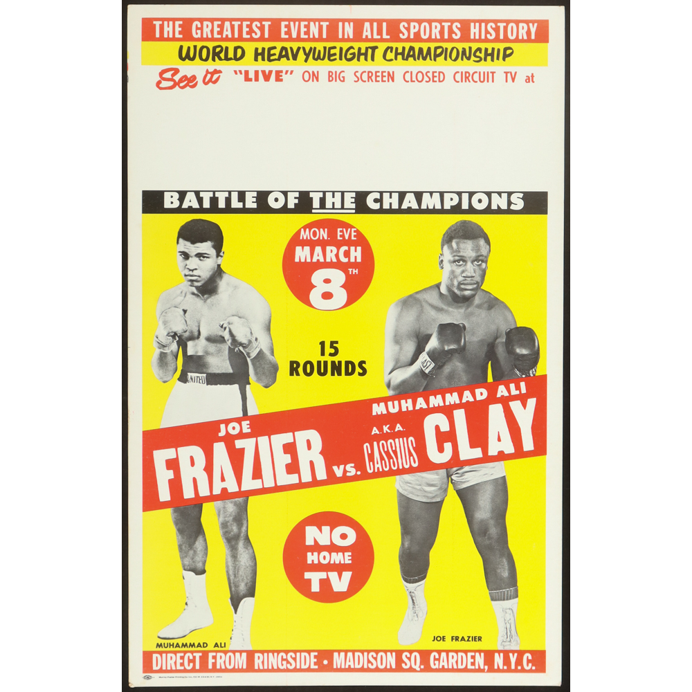 Cassius Clay AKA Muhammad Ali vs. Joe Frazier Original Fight Poster ...